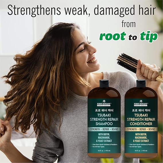 Korean Strength Repair Shampoo & Conditioner Set – With Biotin, Niacin ...