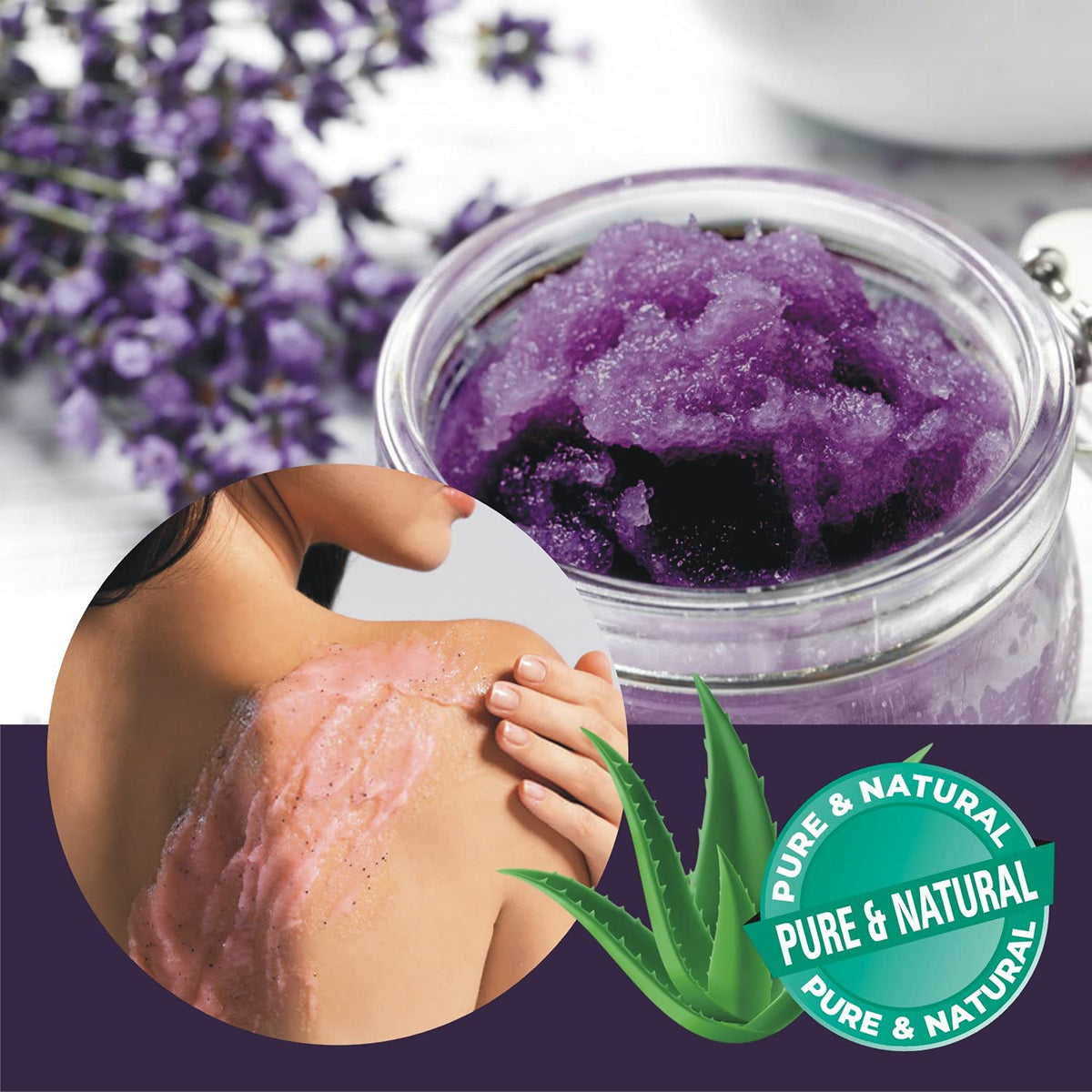 Lavender Oil Body Scrub Exfoliator with Shea Butter, Collagen, Stem Ce ...
