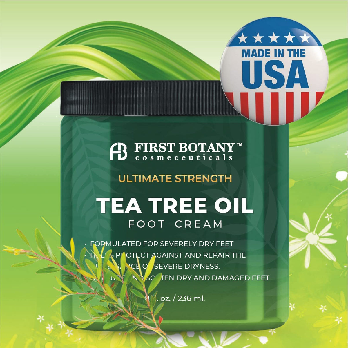 Athletes Foot Cream with Tea Tree Oil, Aloe & Spearmint - Hydrates, So ...