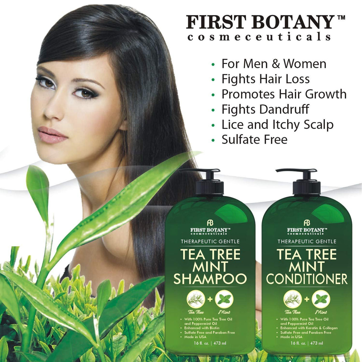 Tea Tree Mint Shampoo and Conditioner - This set contains Pure Tea Tre ...
